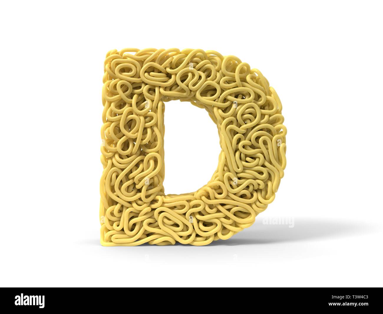 noodle in shape of D letter. curly spaghetti for cooking. 3d ...
