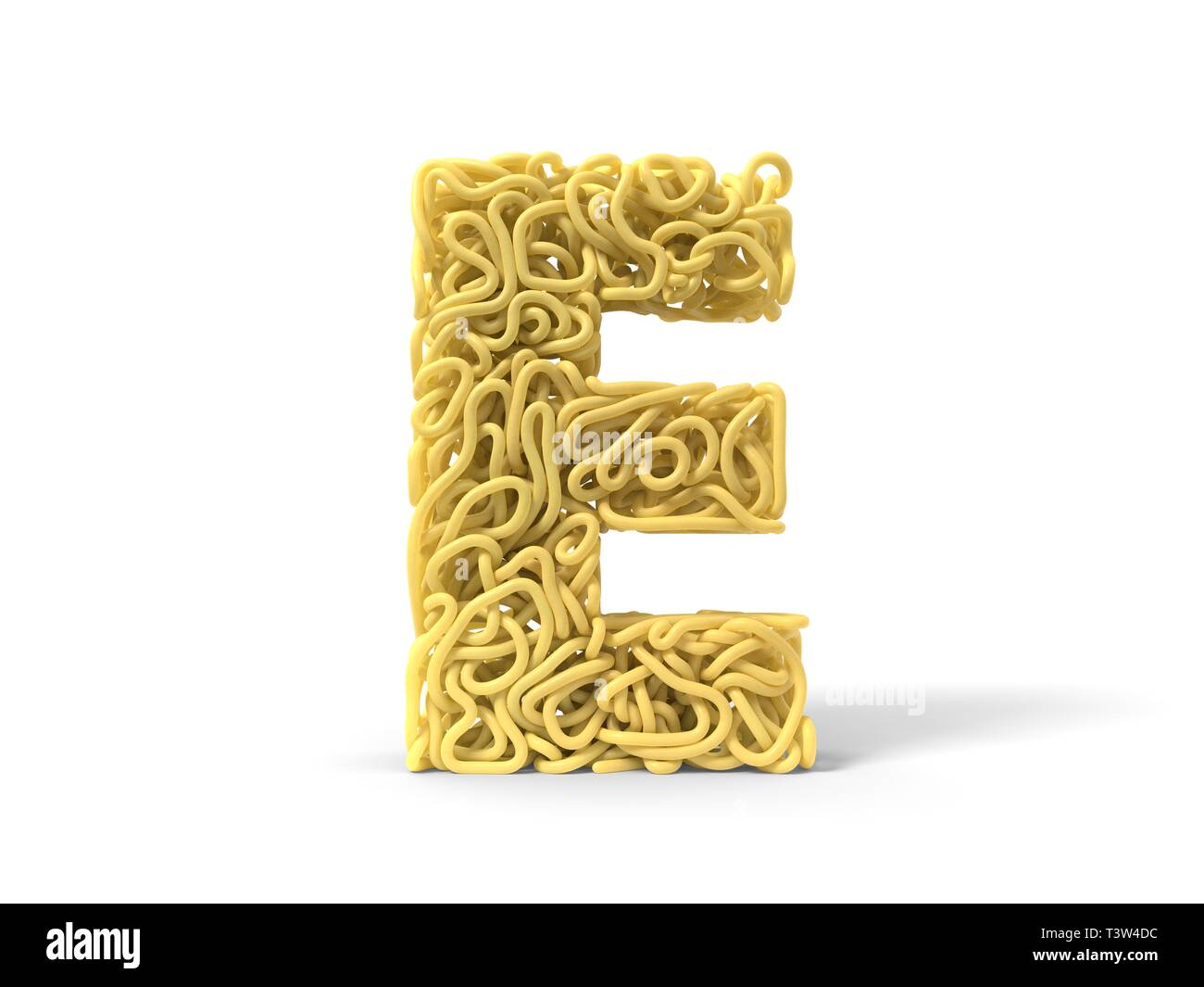 noodle in shape of E letter. curly spaghetti for cooking. 3d ...