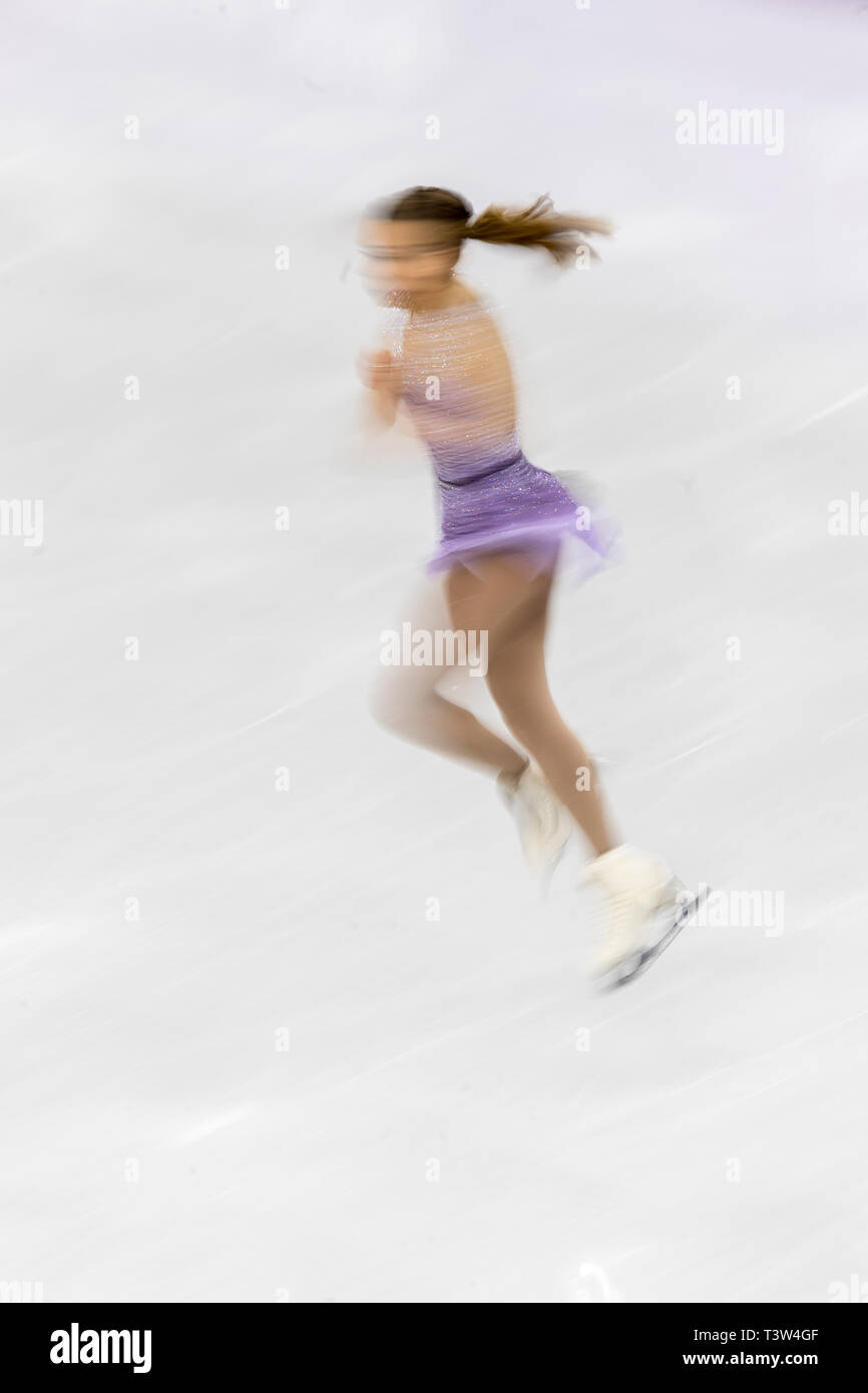 Blur motion action of Isadora Williams (BRA) competing in the Figure ...