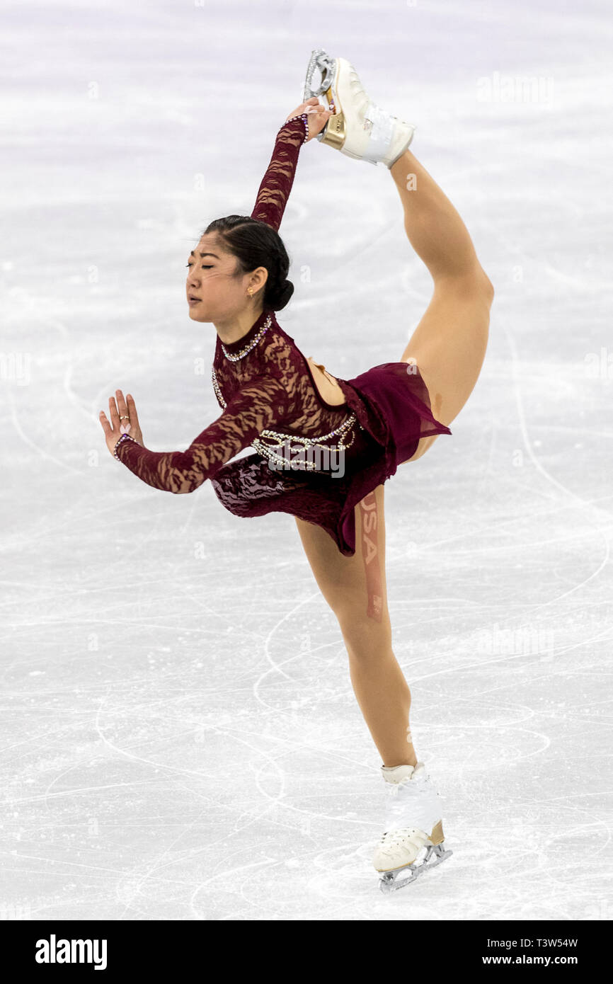 Mirai Nagasu (USA) competing in the Figure Skating - Ladies' Short at ...