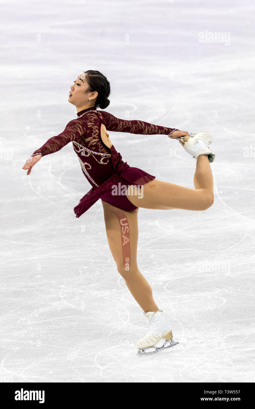 Mirai Nagasu (USA) competing in the Figure Skating - Ladies' Short at ...
