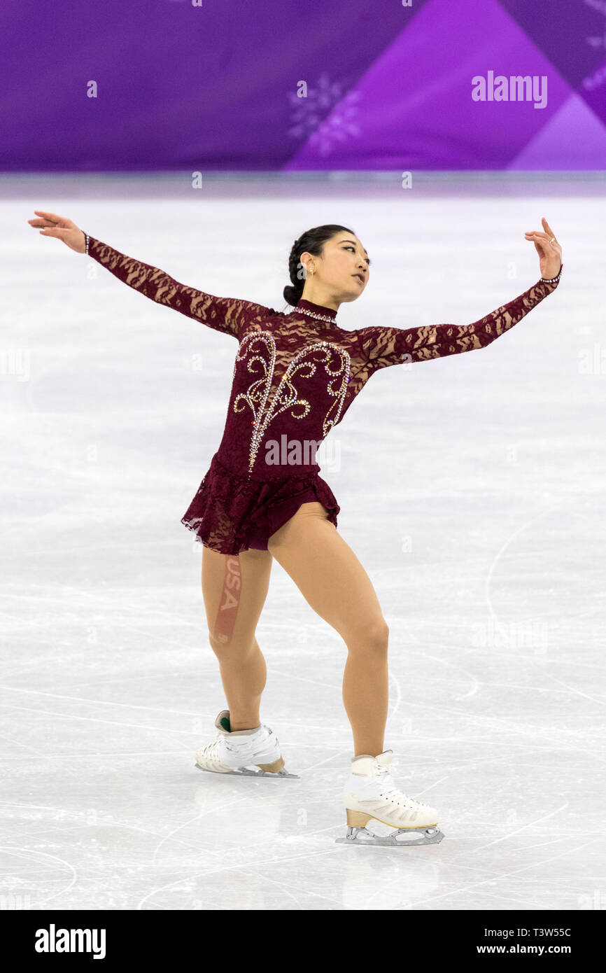 Mirai Nagasu (USA) competing in the Figure Skating - Ladies' Short at ...