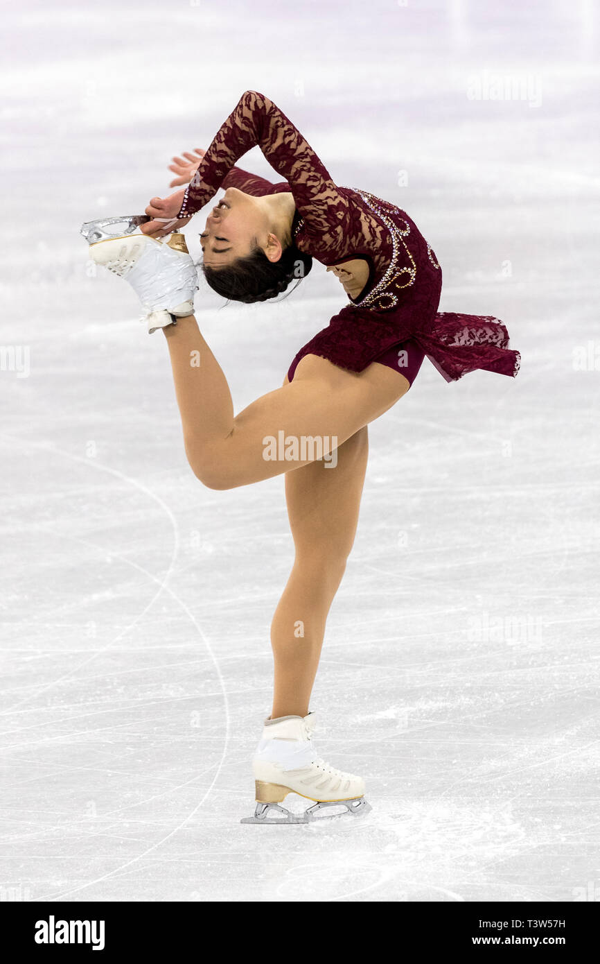 Mirai Nagasu (USA) competing in the Figure Skating - Ladies' Short at ...