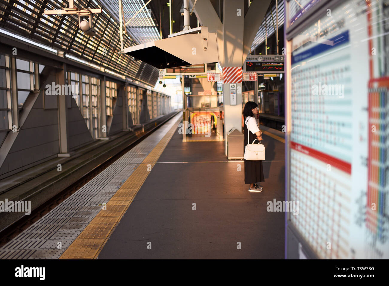 Transfer train platform to Kansai Airport, Japan Stock Photo - Alamy