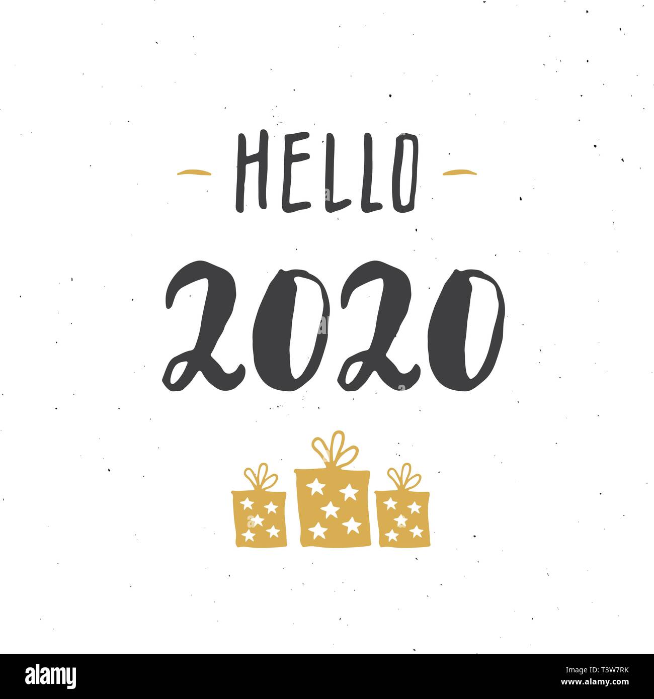 New Year greeting card, hello 2020. Typographic Greetings Design ...
