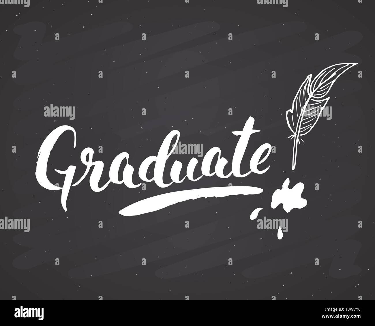 Graduation lettering handwritten sign, Hand drawn grunge calligraphic ...