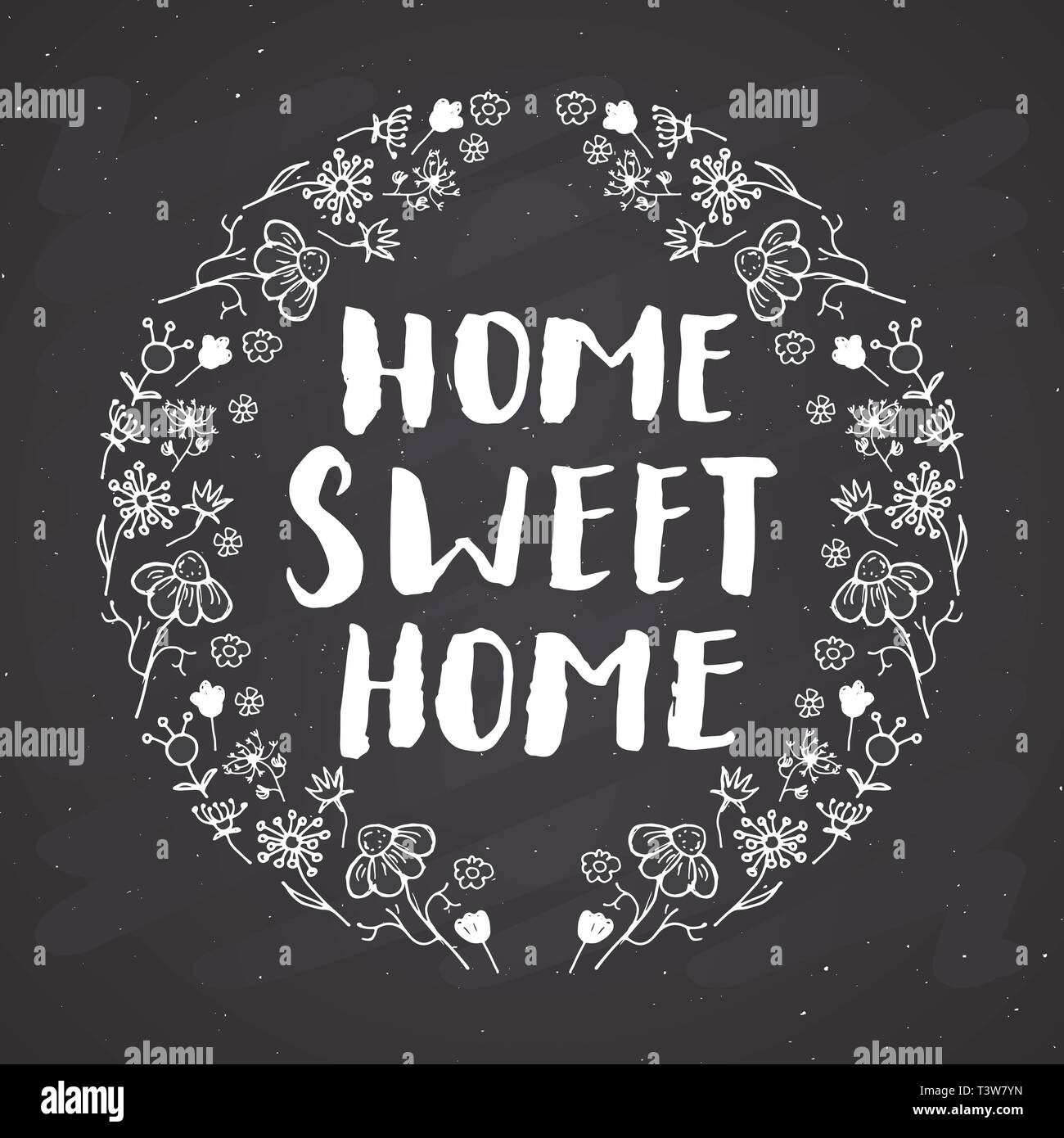 Home sweet home lettering handwritten sign, Hand drawn grunge ...
