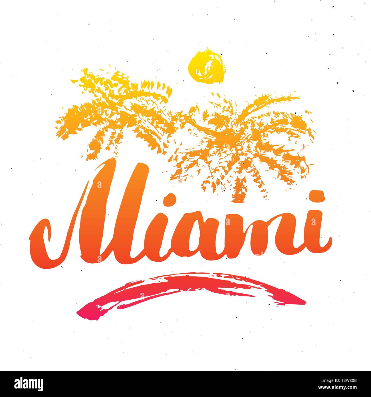 Miami Calligraphy lettering handwritten sign, Hand drawn grunge ...