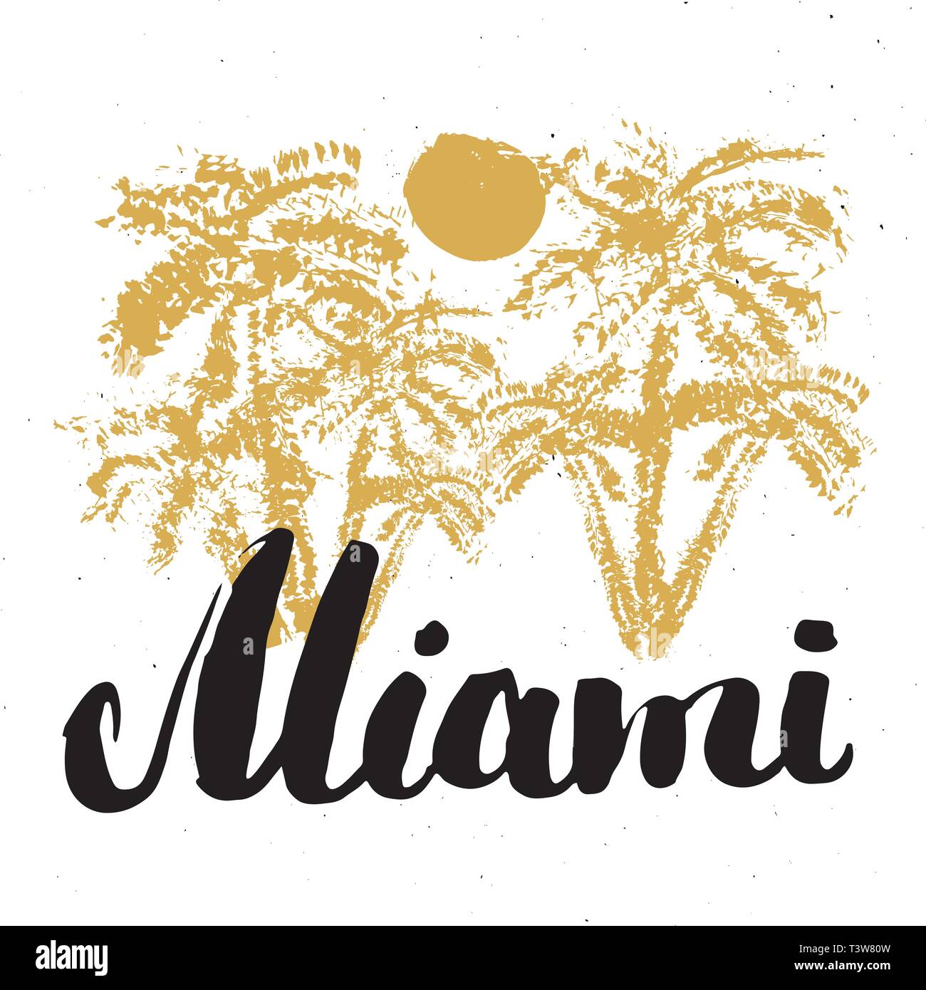 Miami Calligraphy lettering handwritten sign, Hand drawn grunge ...