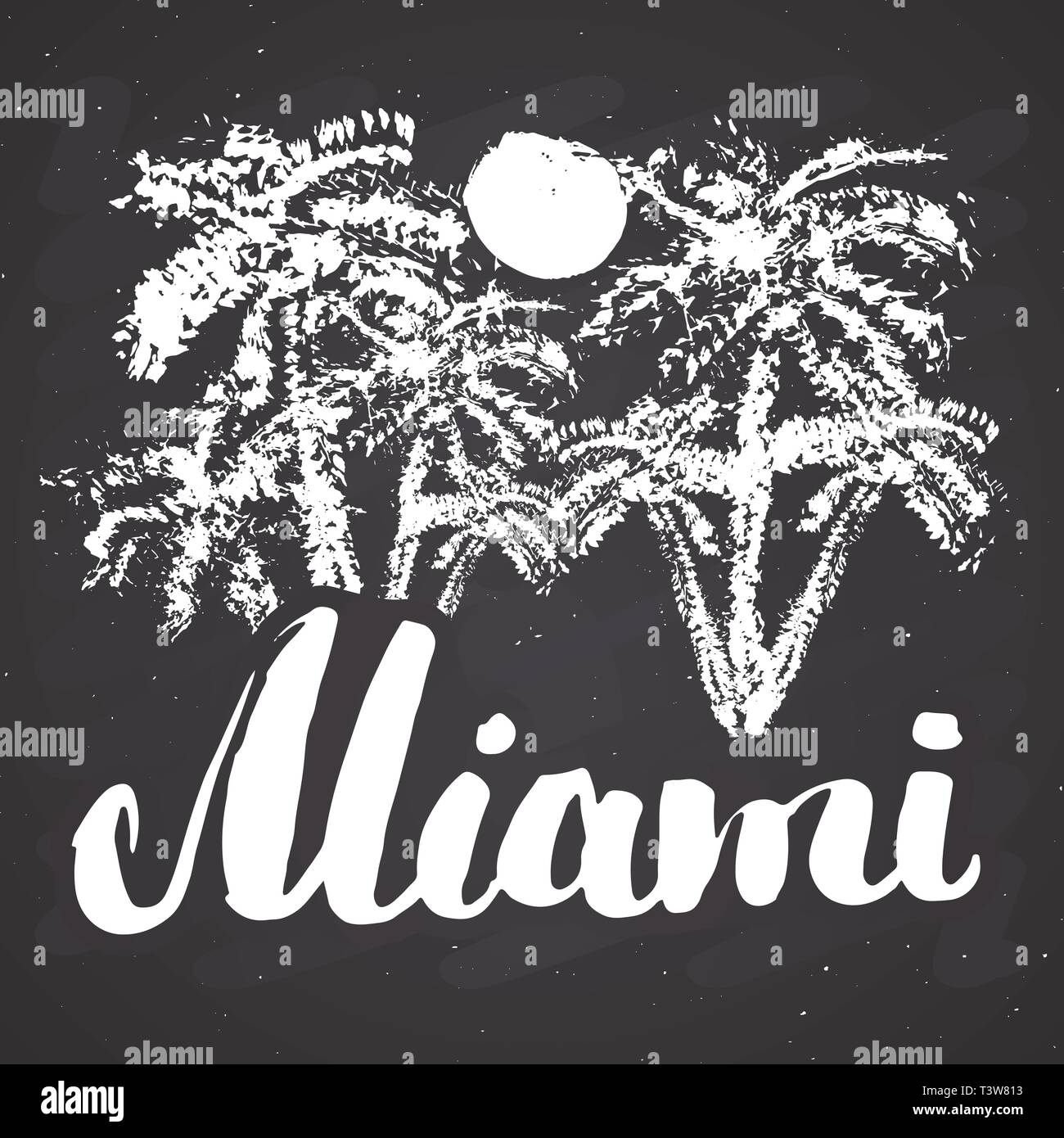 Miami Calligraphy lettering handwritten sign, Hand drawn grunge ...