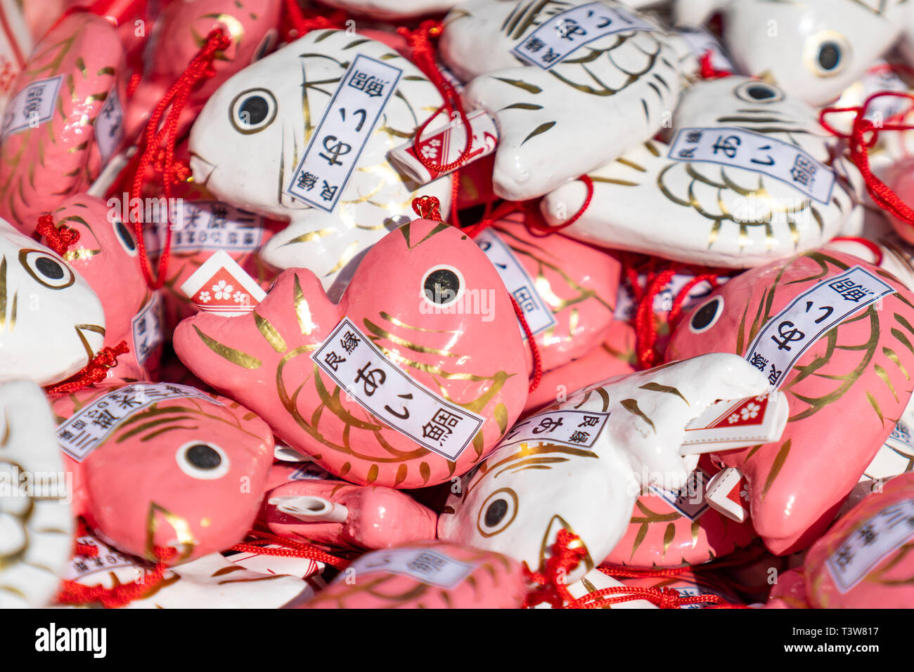 Red snapper fish design Omikuji, Hikawa Shrine, Kawagoe City, Saitama ...