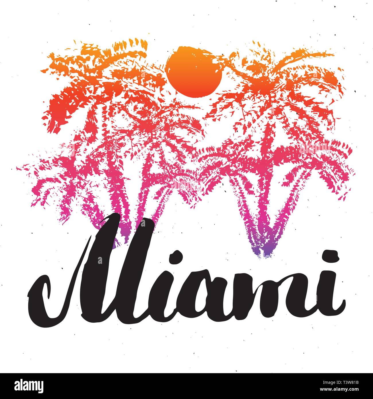 Miami Calligraphy lettering handwritten sign, Hand drawn grunge ...