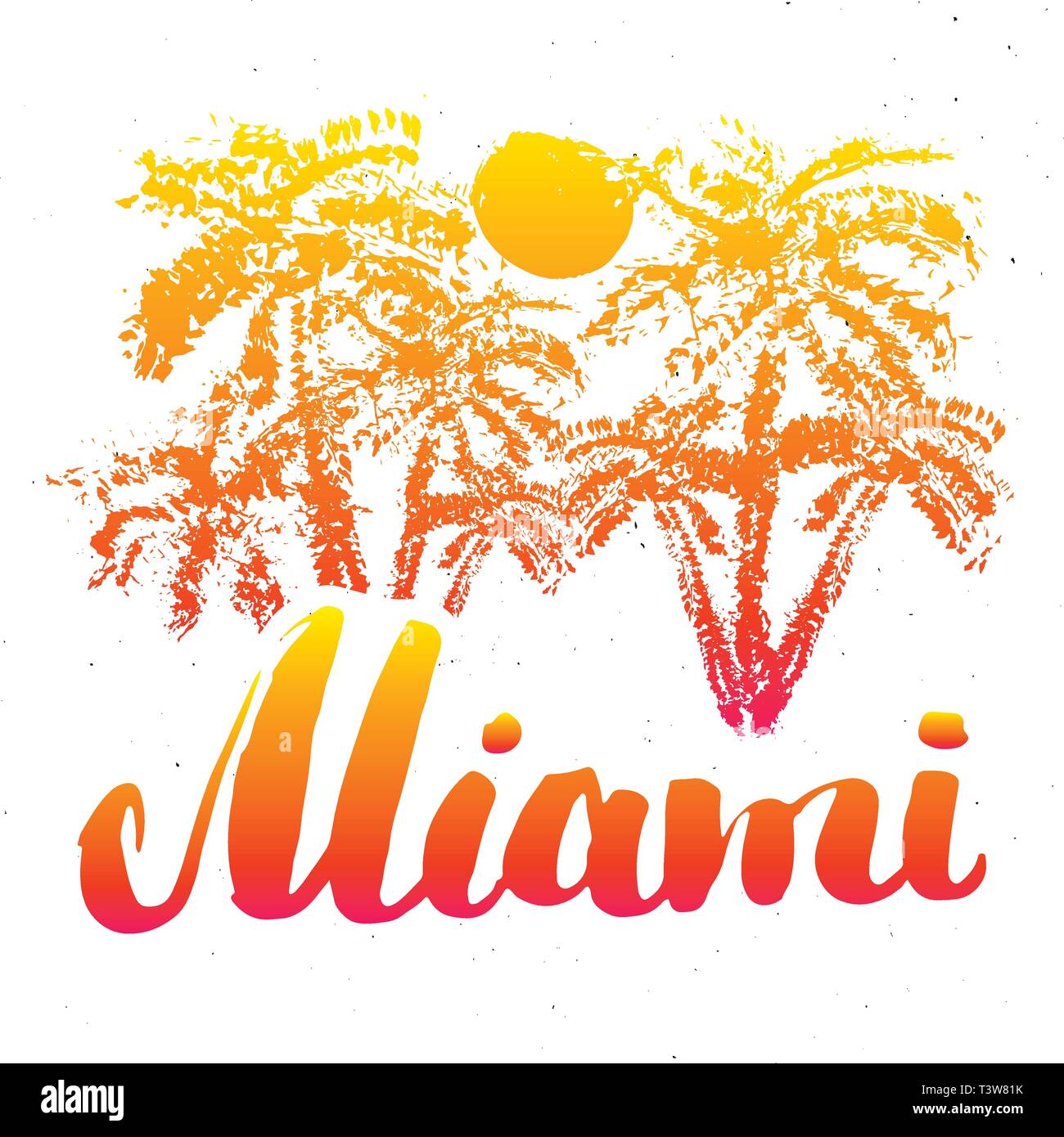 Miami Calligraphy lettering handwritten sign, Hand drawn grunge ...