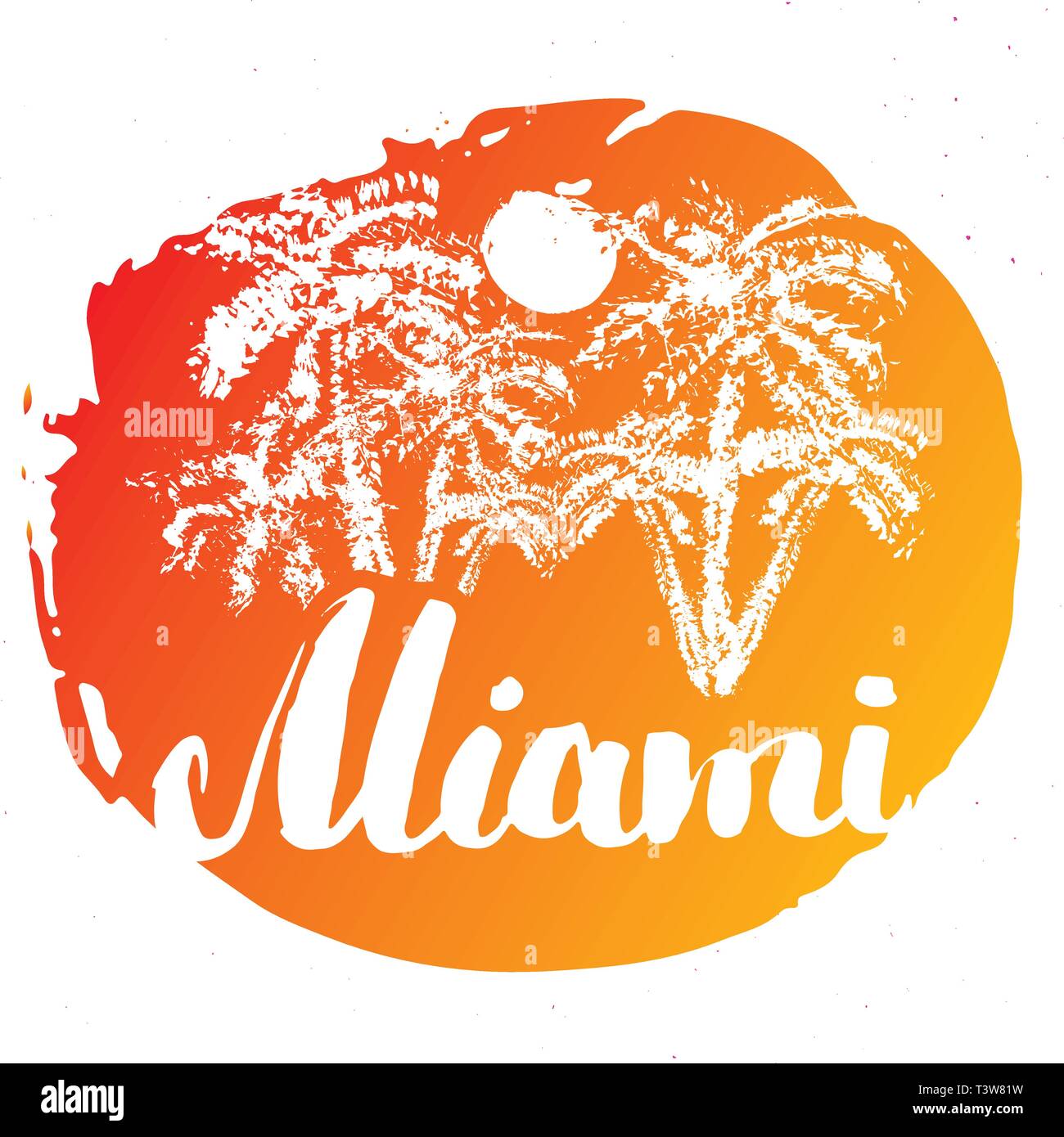 Miami Calligraphy lettering handwritten sign, Hand drawn grunge ...
