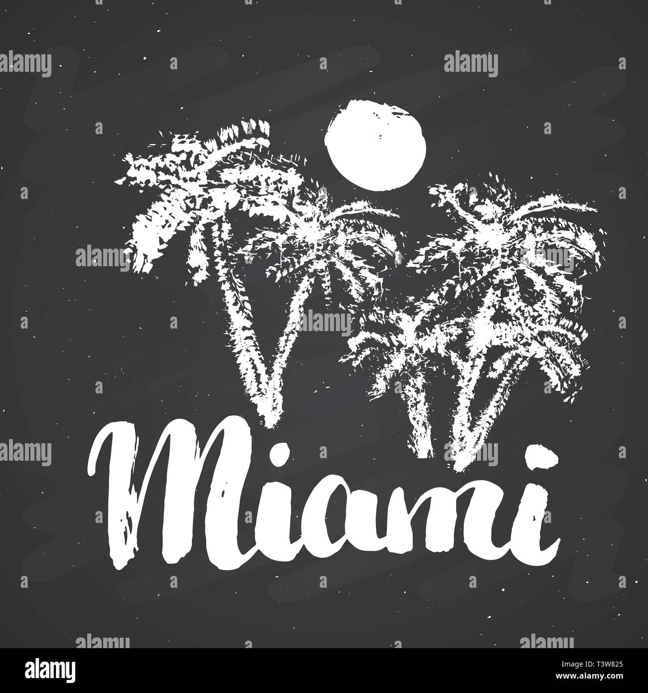 Miami Calligraphy lettering handwritten sign, Hand drawn grunge ...