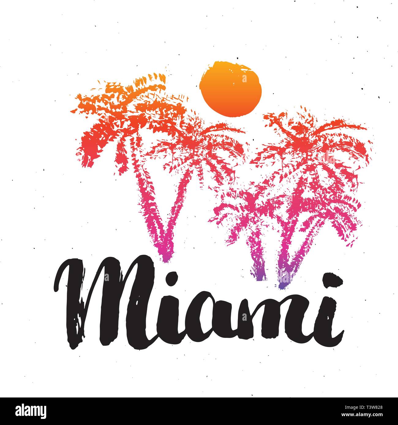 Miami Calligraphy lettering handwritten sign, Hand drawn grunge ...