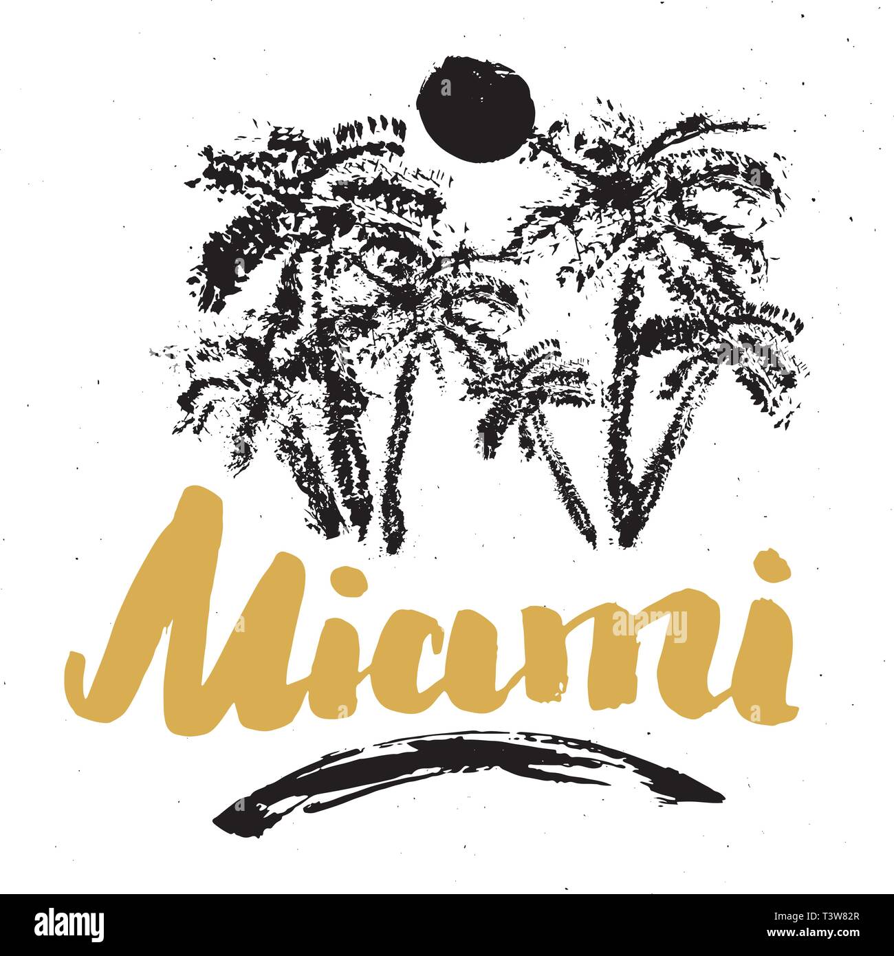 Miami Calligraphy lettering handwritten sign, Hand drawn grunge ...