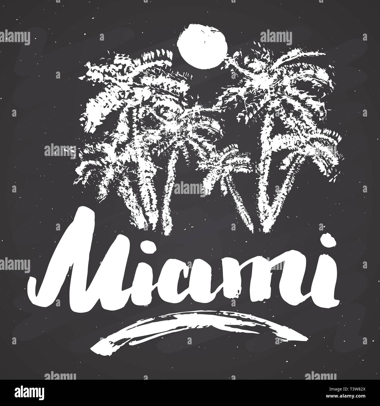 Miami Calligraphy lettering handwritten sign, Hand drawn grunge ...