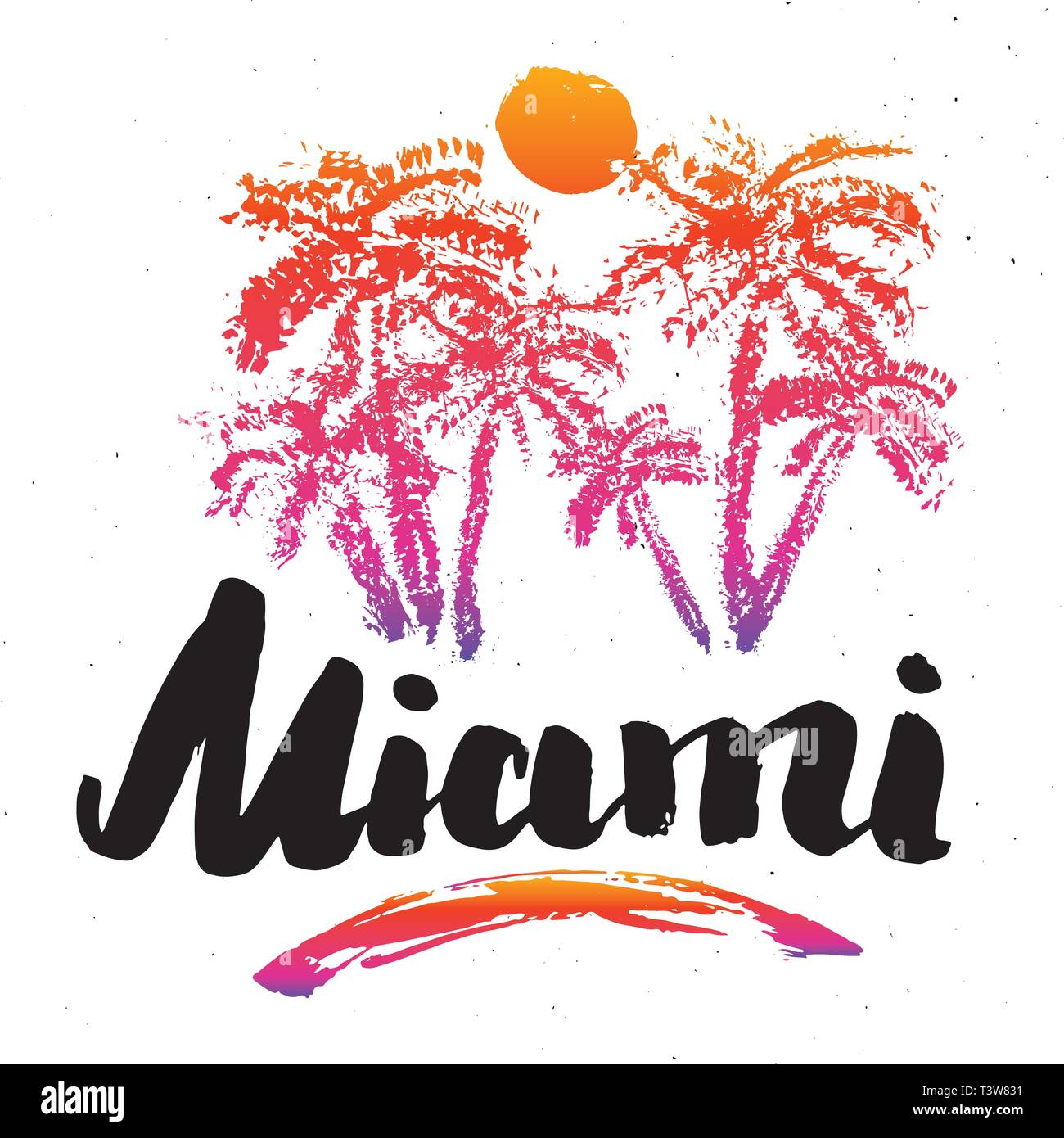 Miami Calligraphy lettering handwritten sign, Hand drawn grunge ...