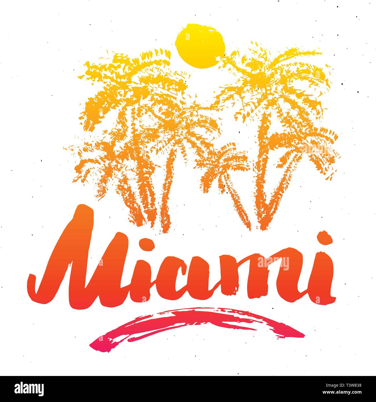 Miami Calligraphy lettering handwritten sign, Hand drawn grunge ...