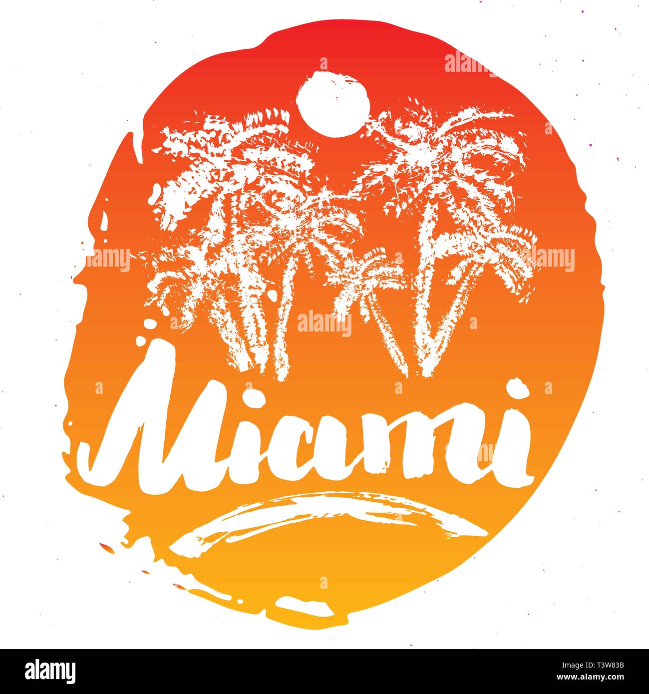 Miami Calligraphy lettering handwritten sign, Hand drawn grunge ...