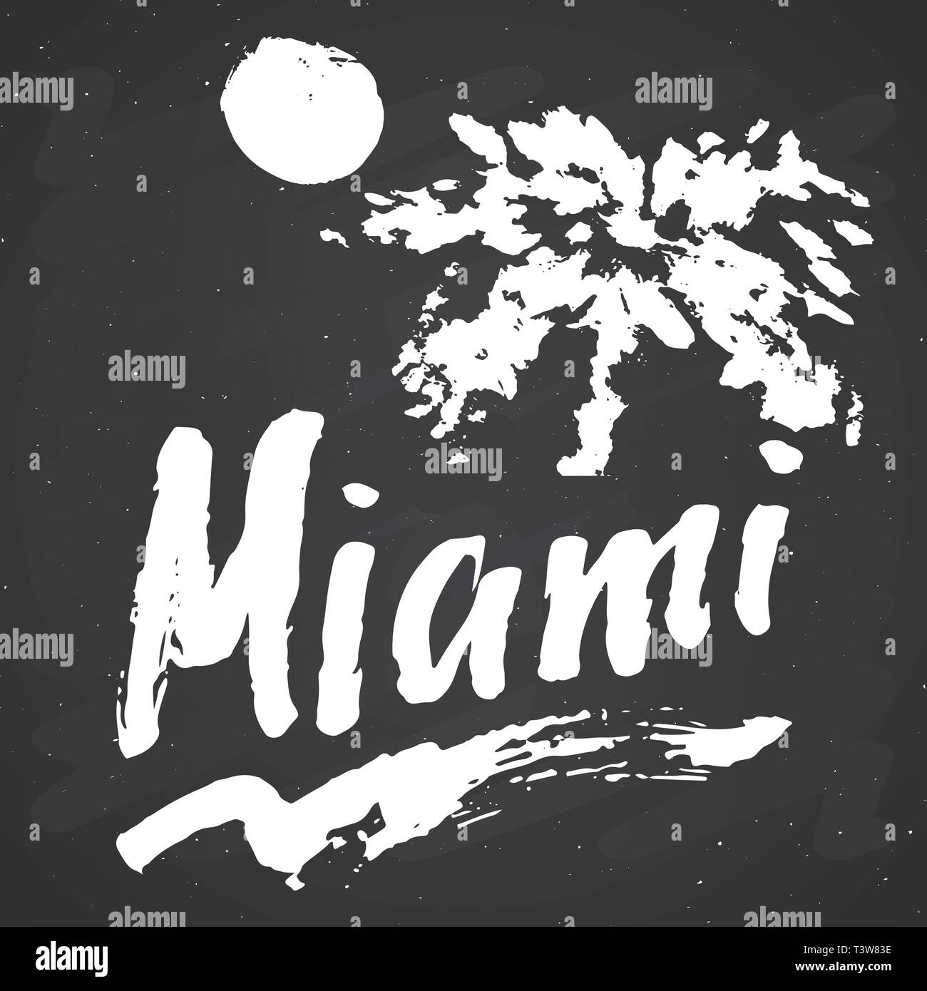 Miami Calligraphy lettering handwritten sign, Hand drawn grunge ...