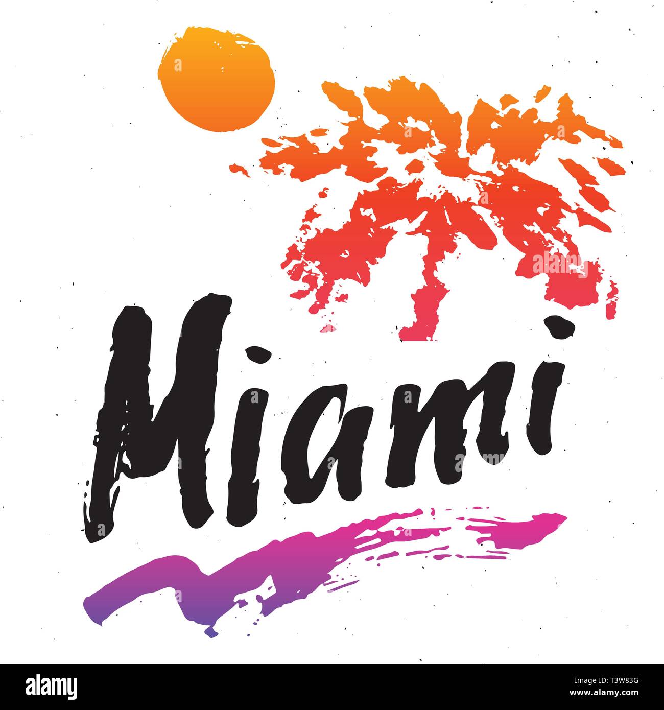 Miami Calligraphy lettering handwritten sign, Hand drawn grunge ...