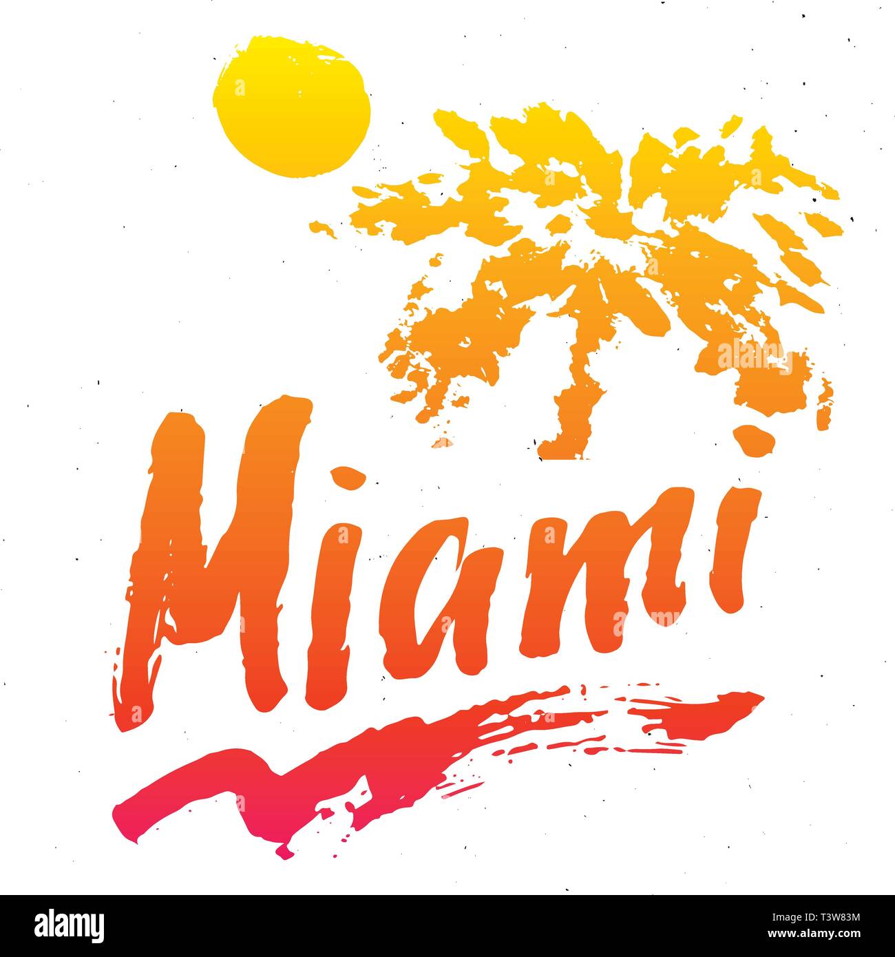 Miami Calligraphy lettering handwritten sign, Hand drawn grunge ...