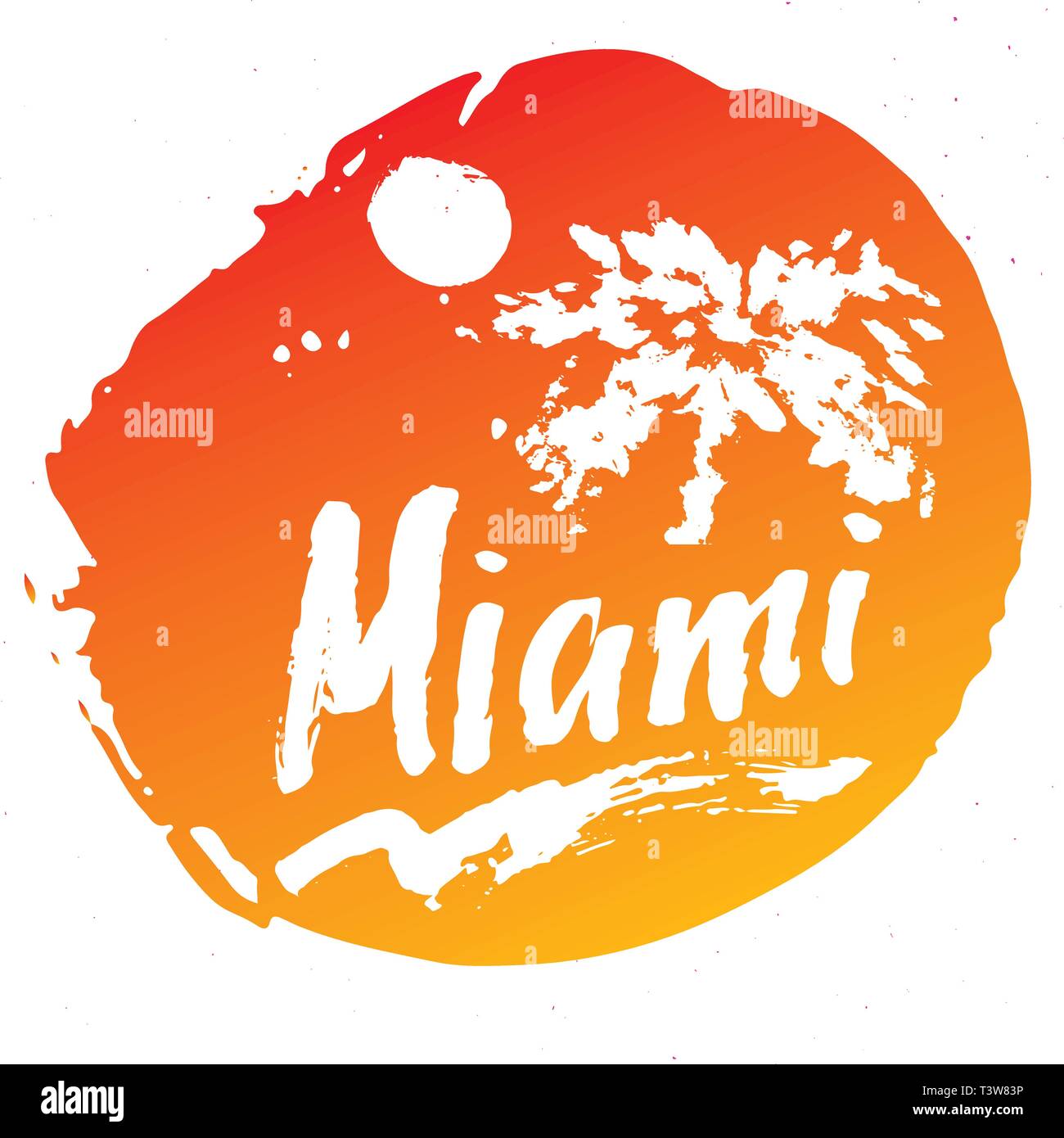 Miami Calligraphy lettering handwritten sign, Hand drawn grunge ...