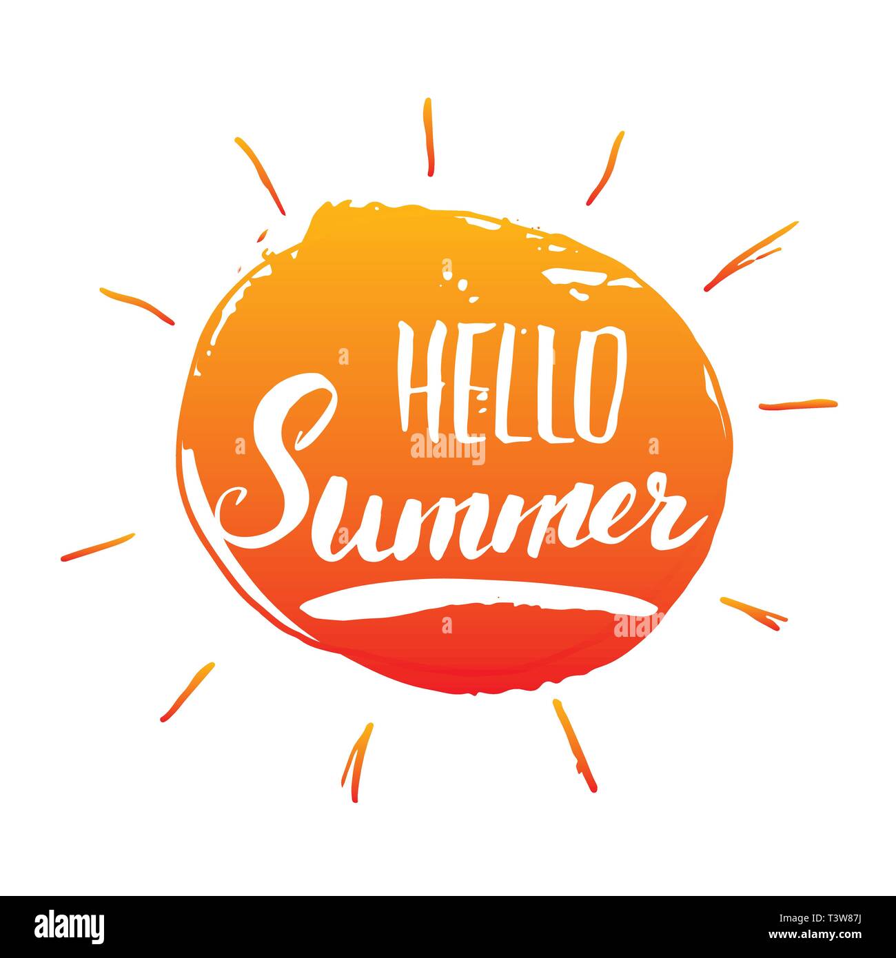 Hello Summer Calligraphy lettering handwritten sign, Hand drawn grunge ...