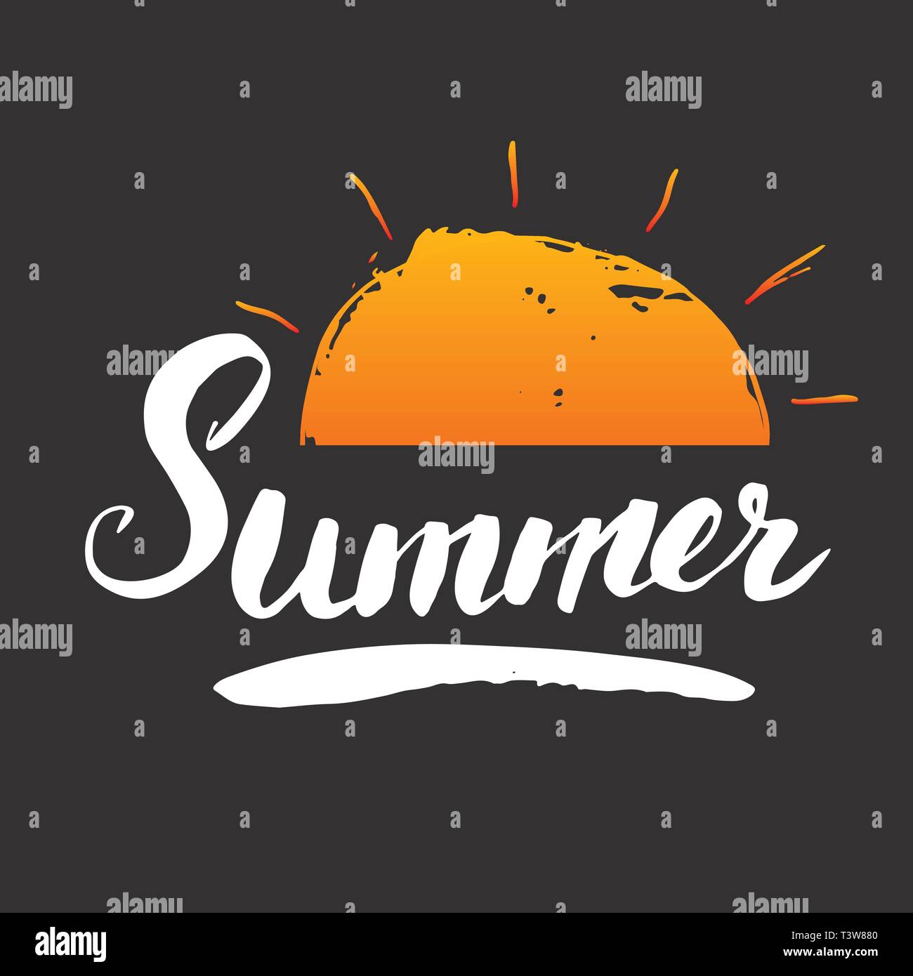 Summer Calligraphy lettering handwritten sign, Hand drawn grunge ...