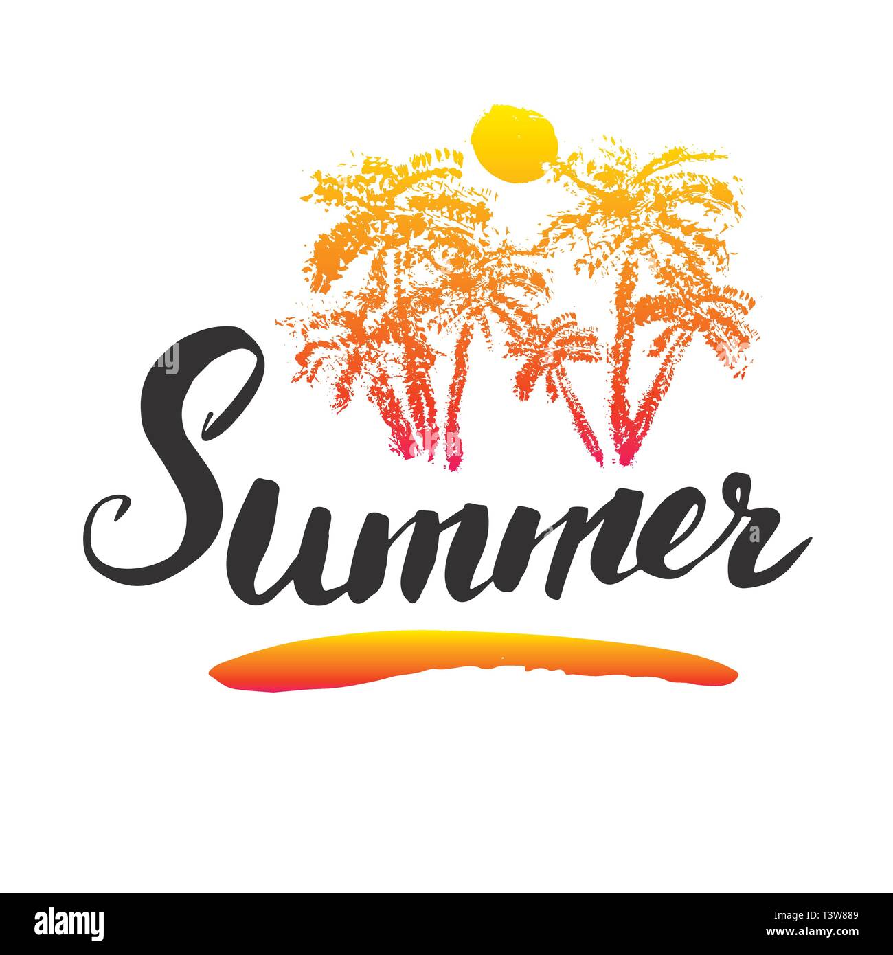 Summer Calligraphy lettering handwritten sign, Hand drawn grunge ...