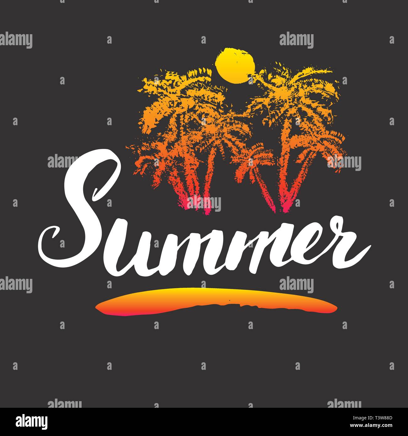 Summer Calligraphy lettering handwritten sign, Hand drawn grunge ...