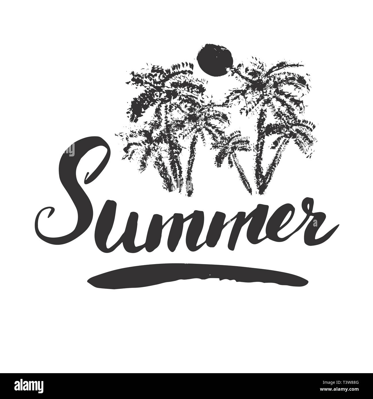 Summer Calligraphy lettering handwritten sign, Hand drawn grunge ...