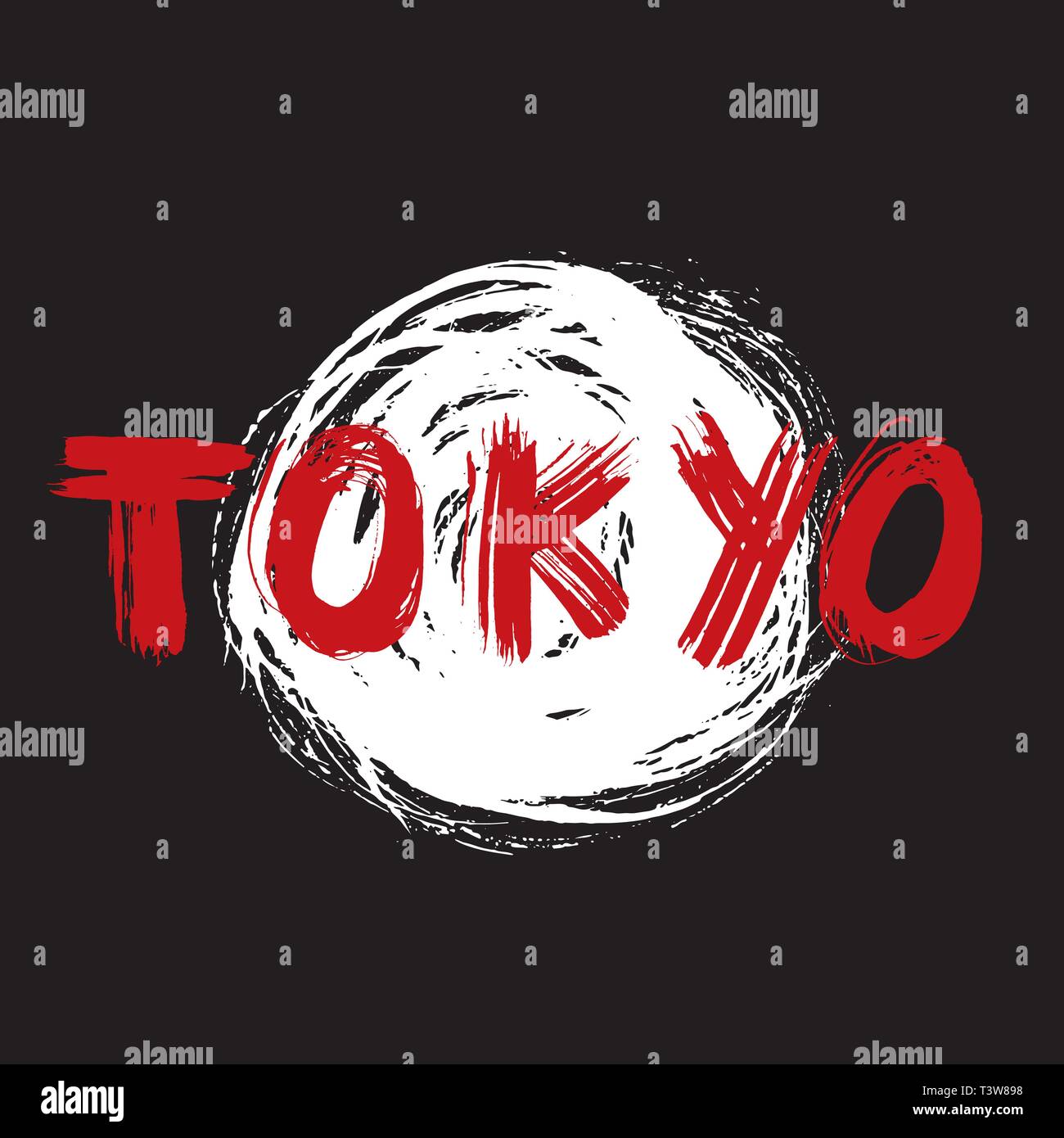 Tokyo brush calligraphy lettering handwritten sign, Hand drawn grunge ...