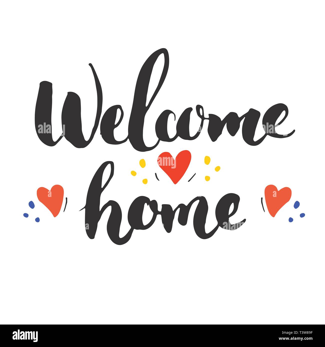 Welcome lettering handwritten sign, Hand drawn grunge calligraphic text ...