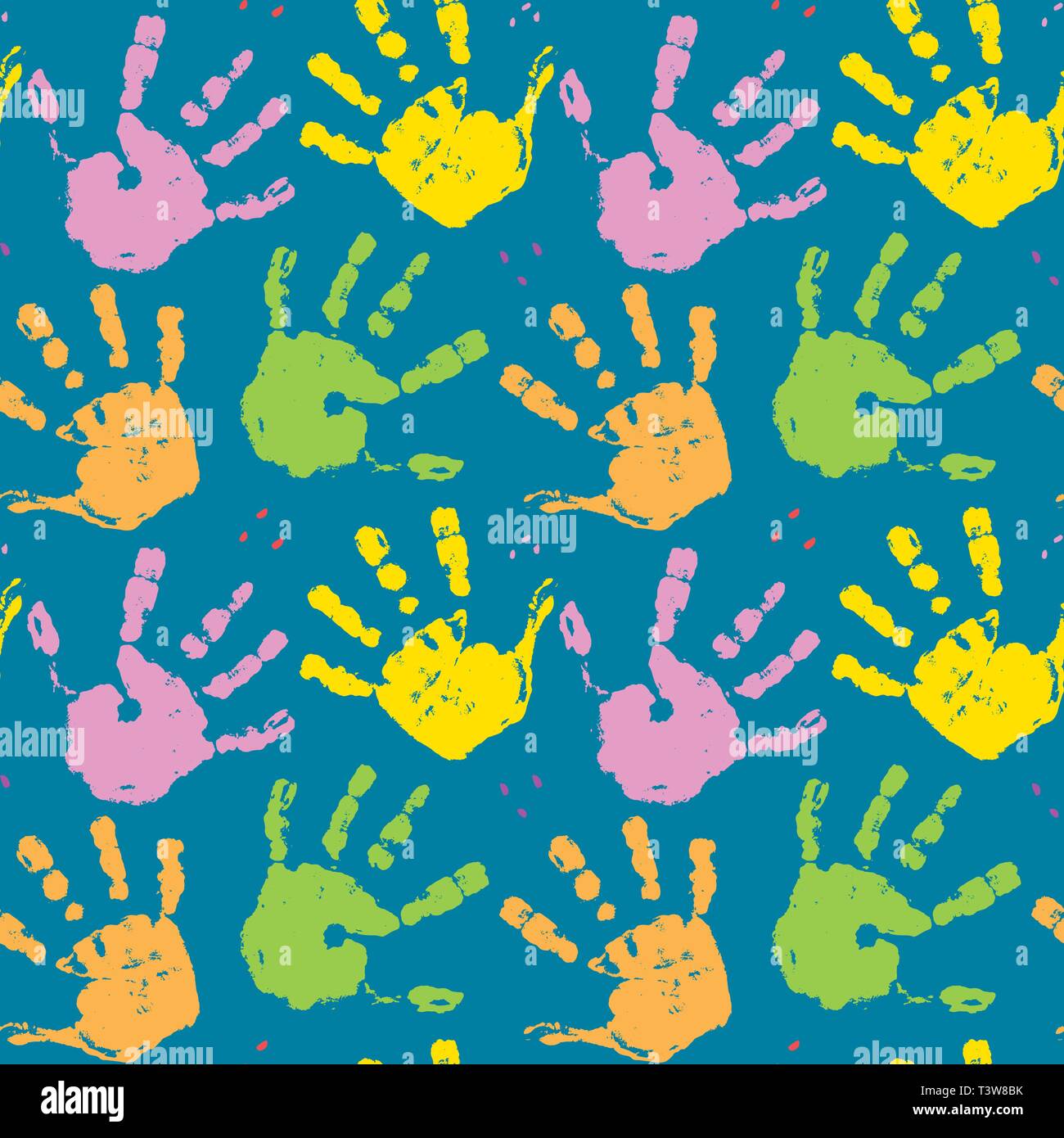 Hand stamp seamless pattern, paint stain background vector illustration ...