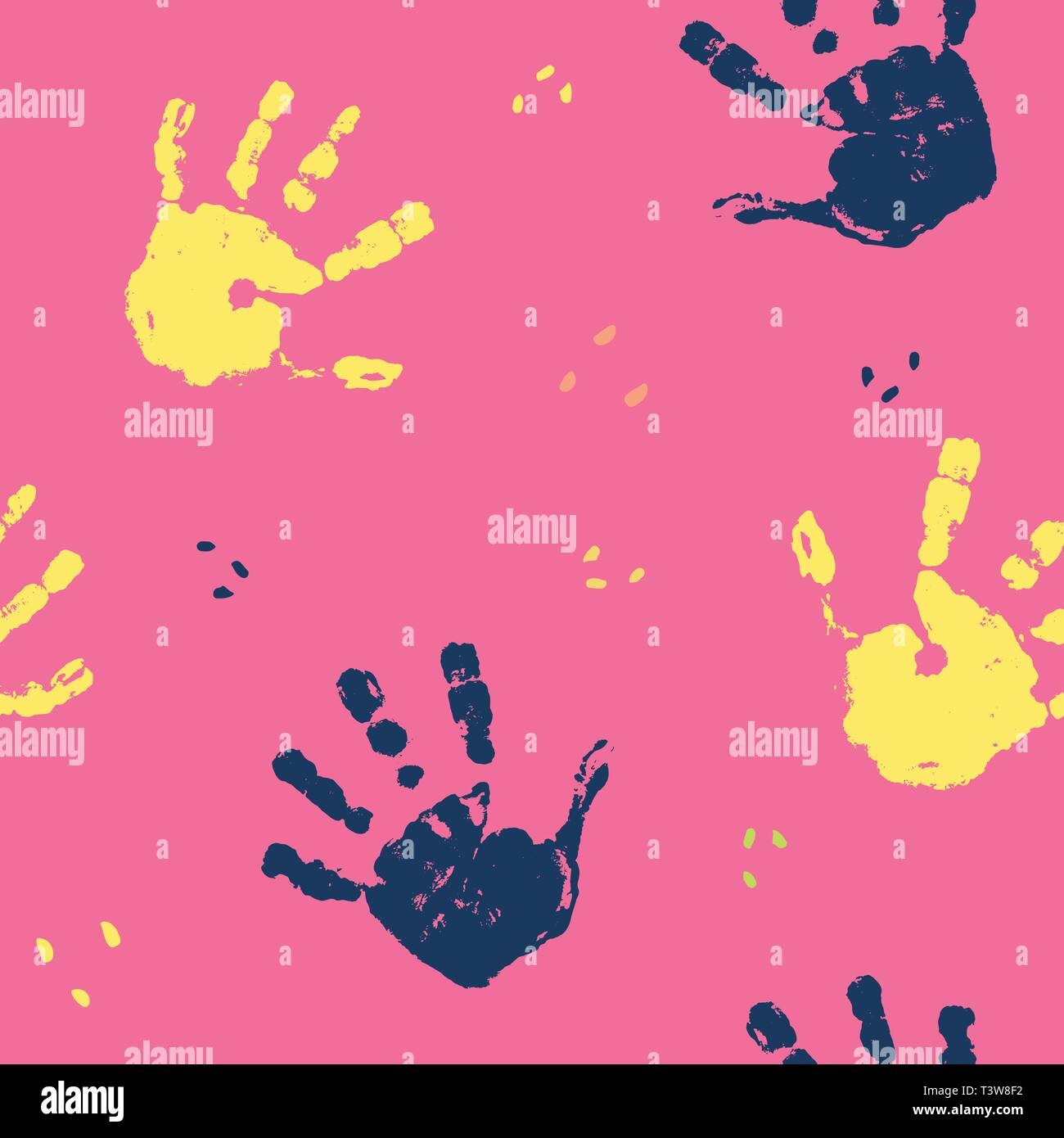 Hand stamp seamless pattern, paint stain background vector illustration ...