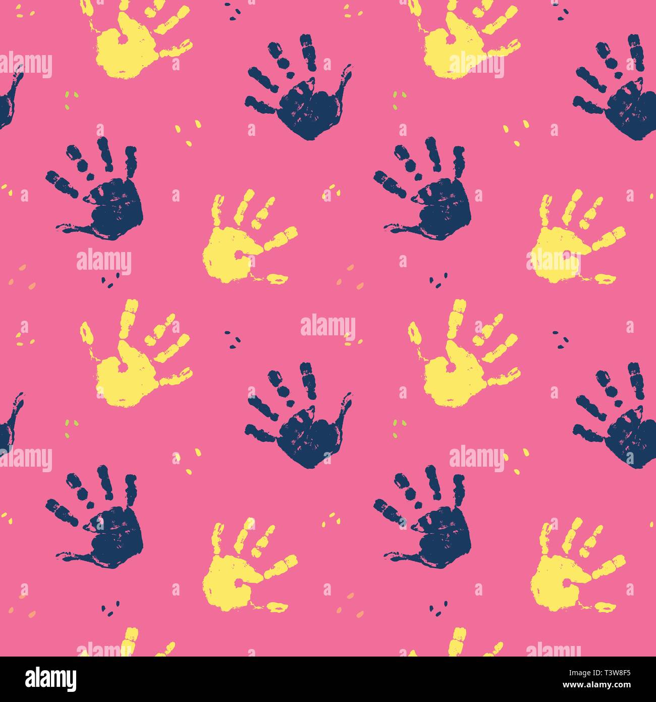 Hand stamp seamless pattern, paint stain background vector illustration ...