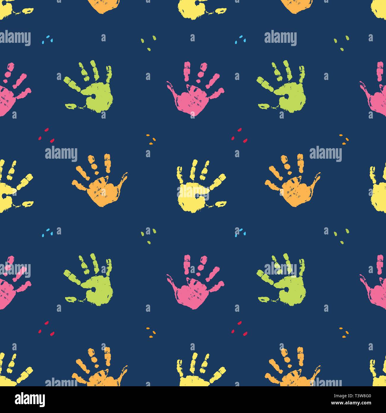 Hand stamp seamless pattern, paint stain background vector illustration ...