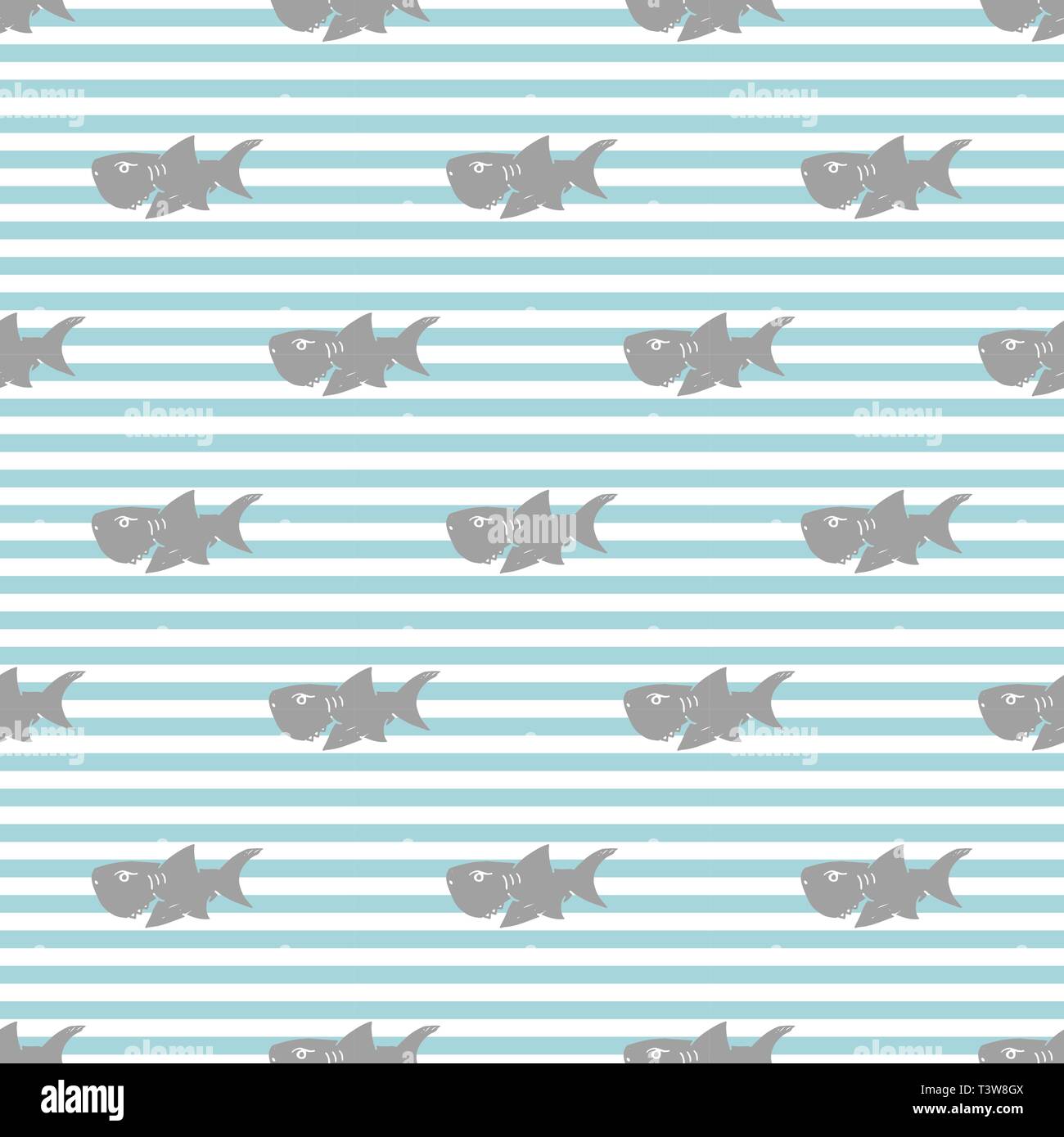 Shark seamless pattern, Hand drawn sketched doodle shark, vector ...