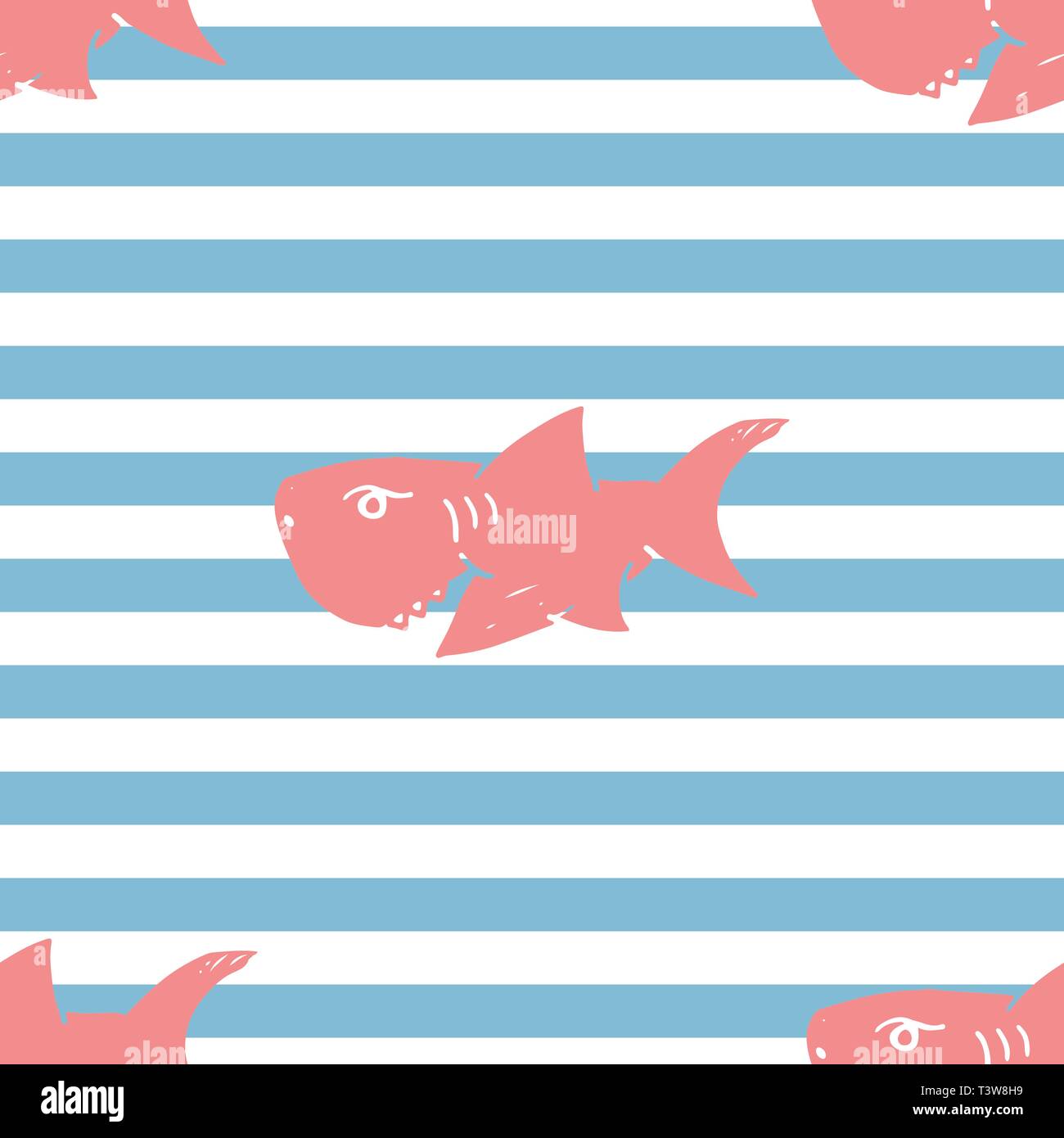 Shark seamless pattern, Hand drawn sketched doodle shark, vector ...