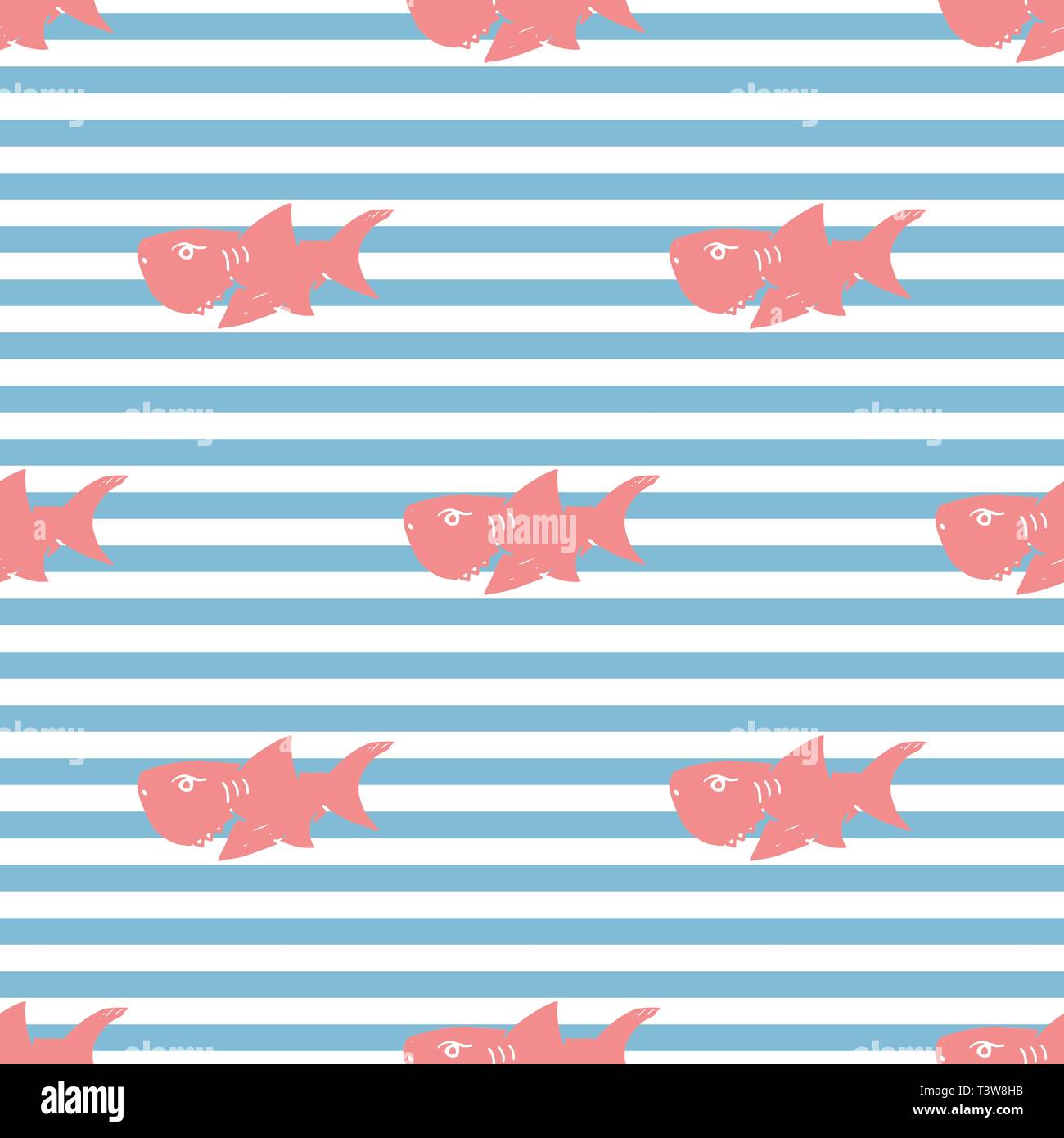Shark seamless pattern, Hand drawn sketched doodle shark, vector ...