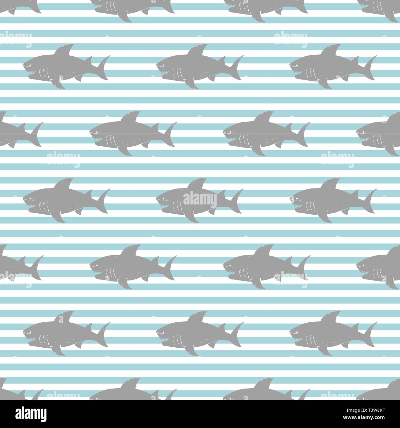 Shark seamless pattern, Hand drawn sketched doodle shark, vector ...