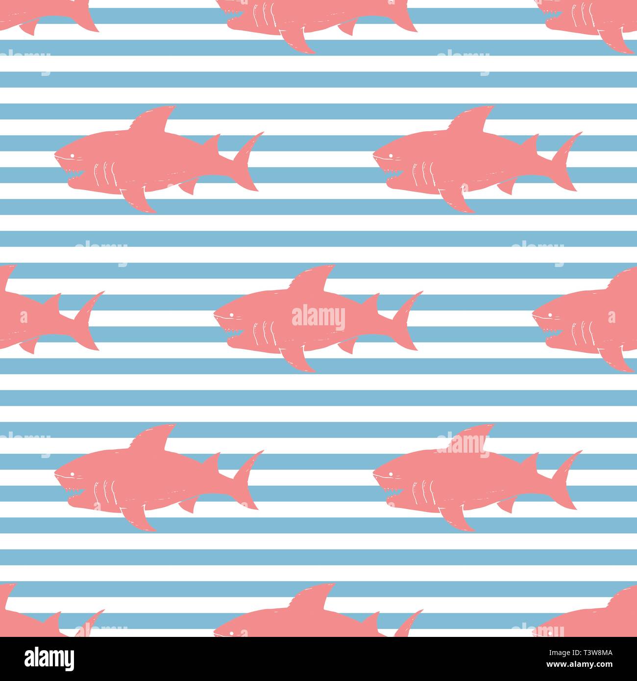 Shark seamless pattern, Hand drawn sketched doodle shark, vector ...