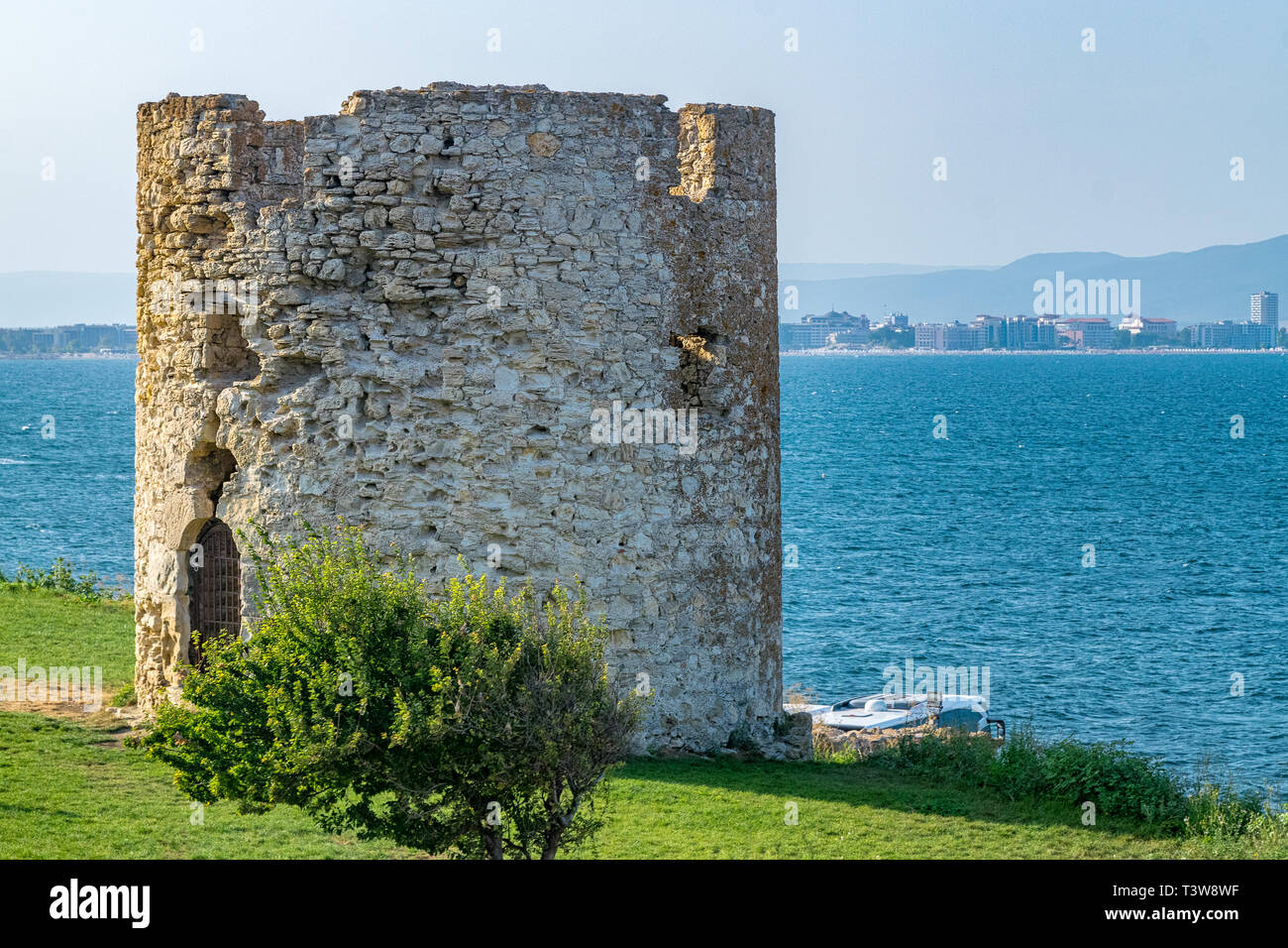 Ancient Byzantine Tower in Nessebar ancient city, one of the major ...