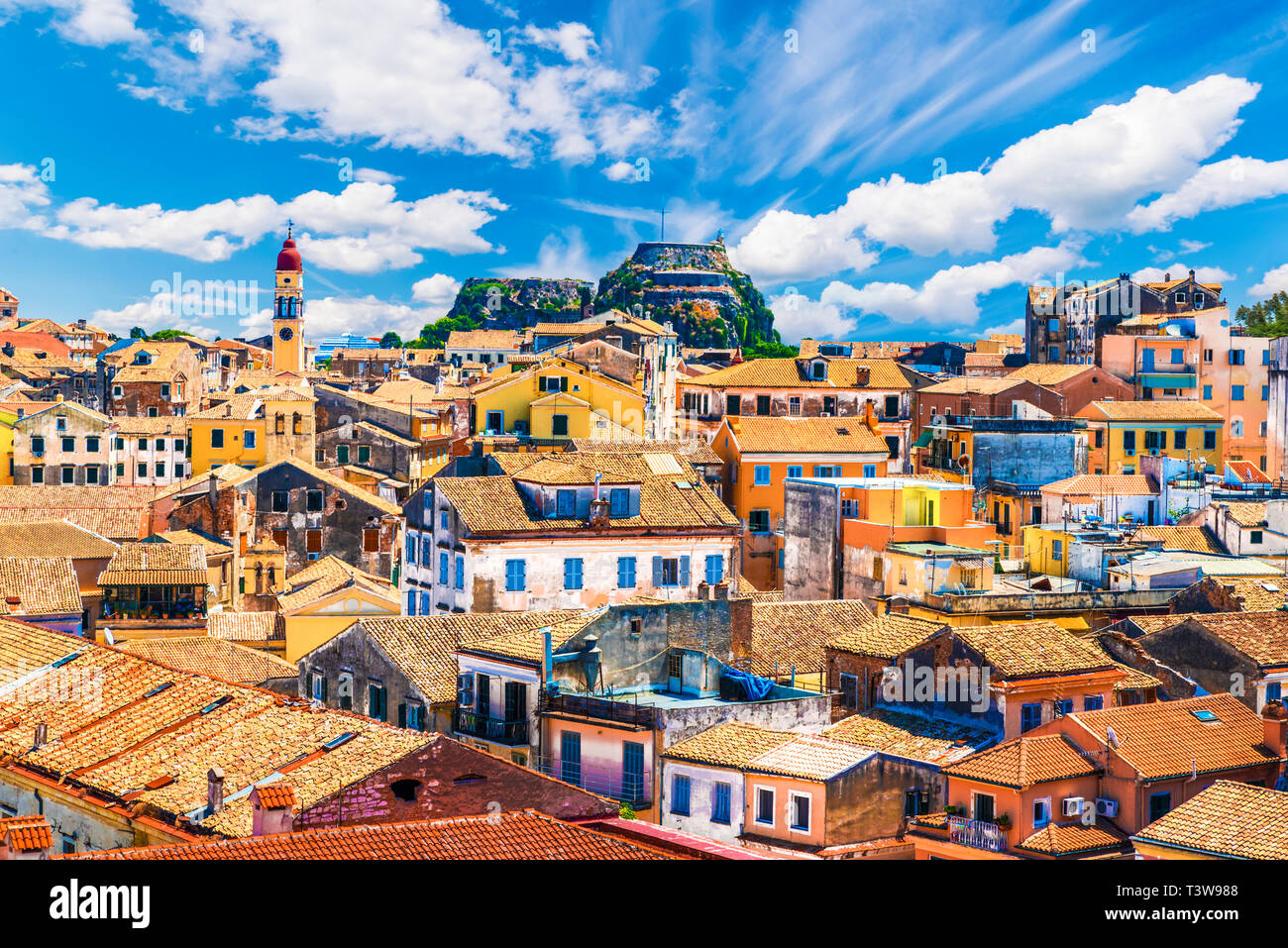Panoramic view of Kerkyra, capital of Corfu island, Greece Stock Photo ...