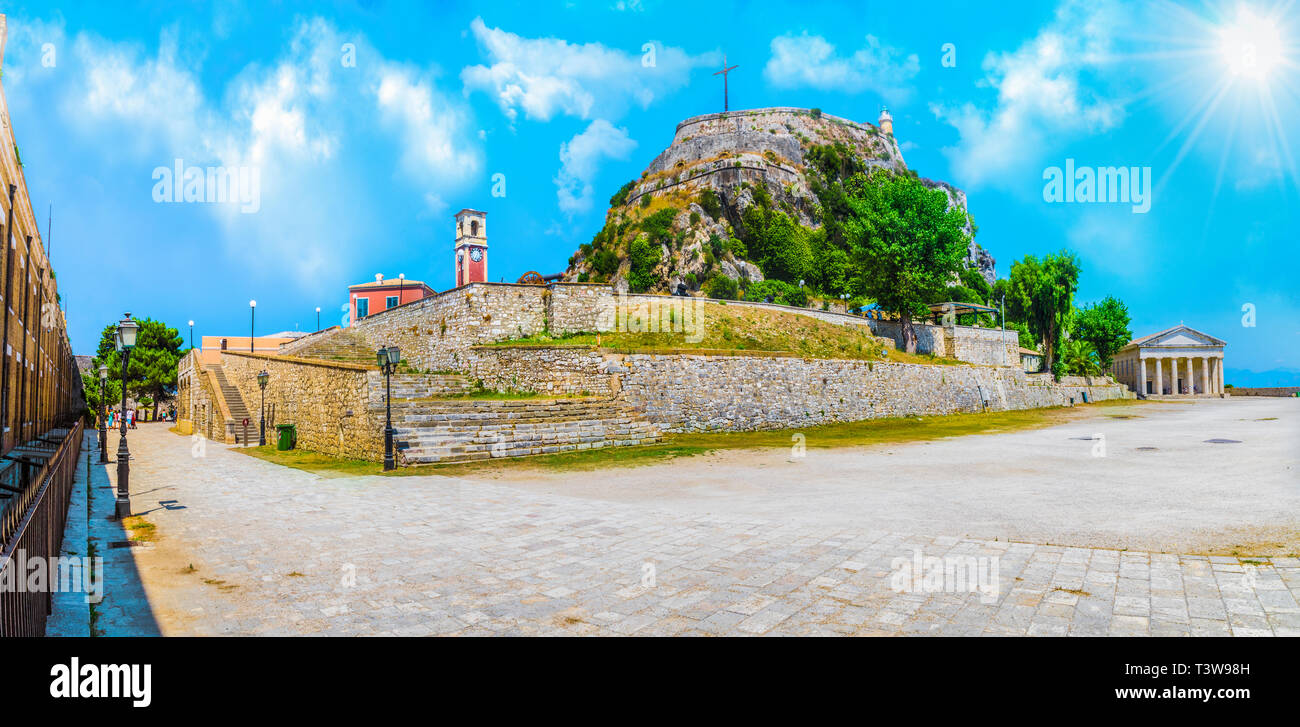 Old fortress of Kerkyra, capital of Corfu island, Greece Stock Photo ...