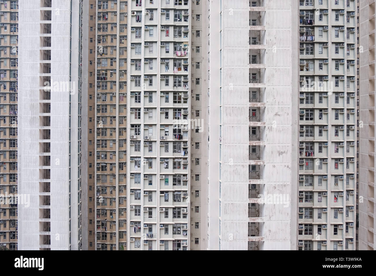 Big multi-floored residential building in Hong Kong. Social housing ...