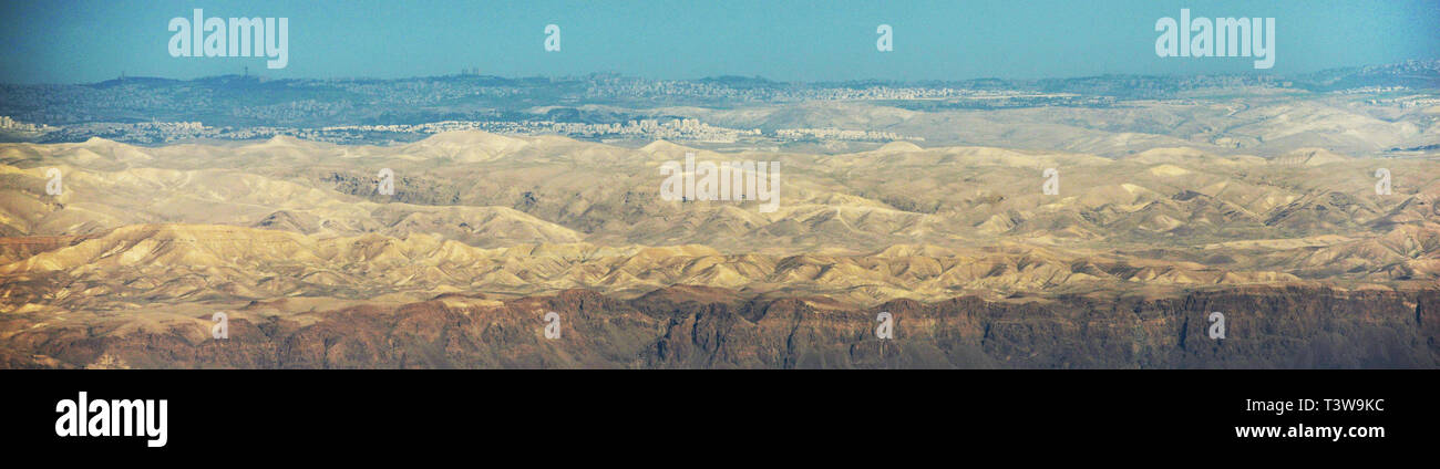 A view of north Jerusalem including Mt. Scopus and the Judean desert as ...